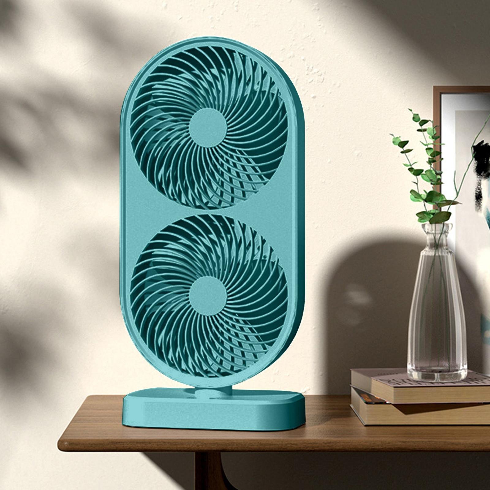 Plug and Play Double Head Desk Fan 120° Adjustable Tilt 4 Speeds ...